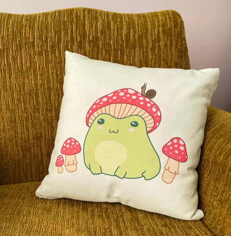 Funny Kawaii Kidcore Decor Pillow Chubby Frog Mushroom Hat - Etsy