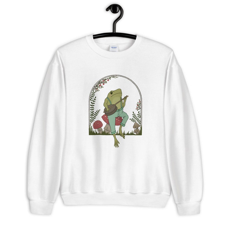 Cute Cottagecore Aesthetic Frog Playing Banjo on Mushroom - Etsy