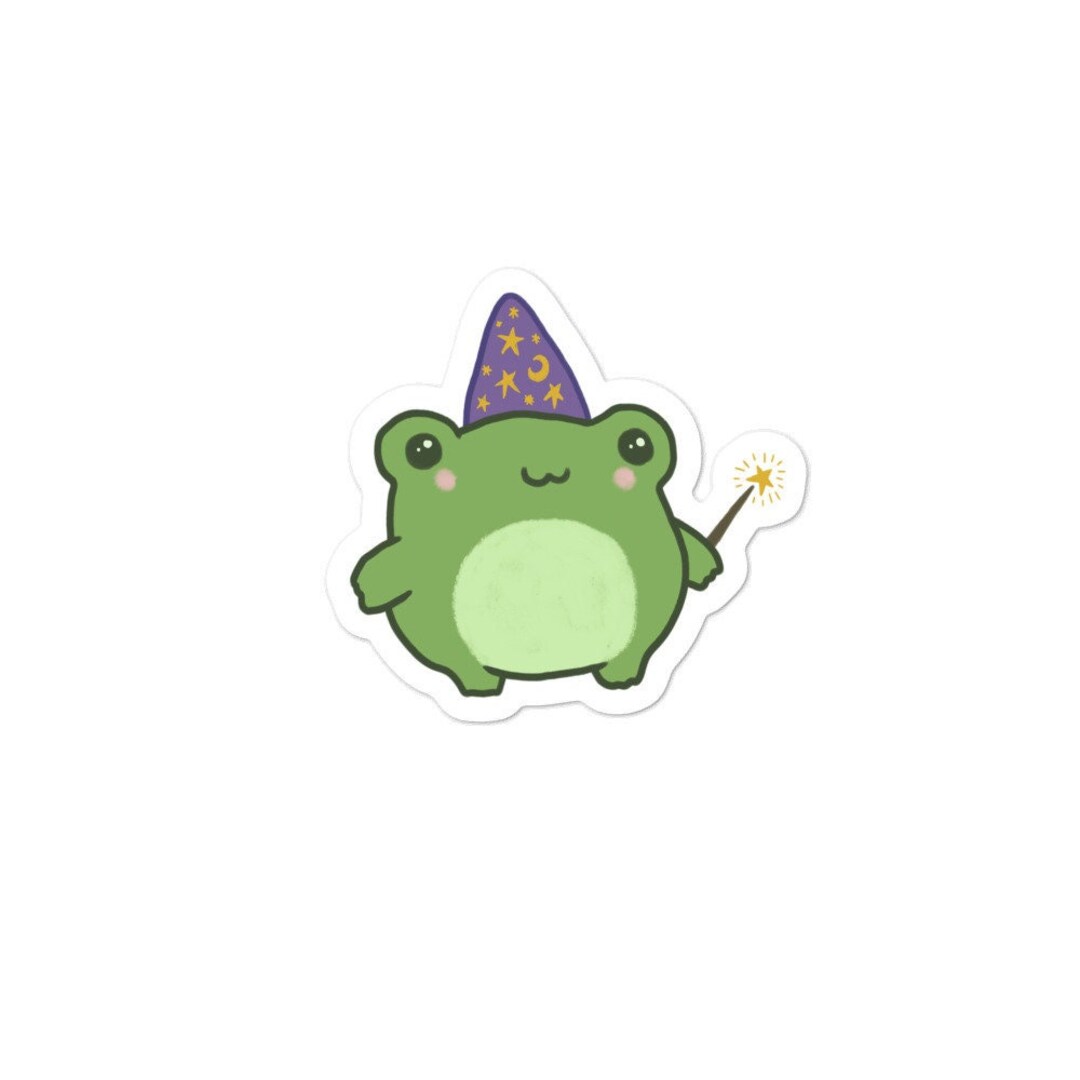 Bubble-free Stickers Cute Frog in Wizard Hat Toad With Magic Wand and ...