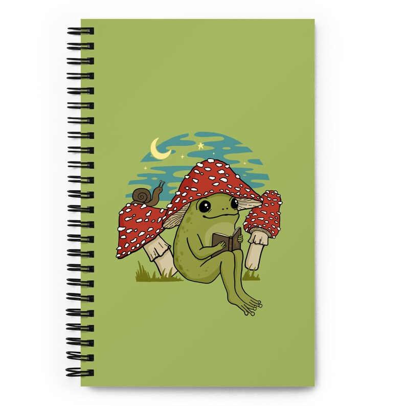 Cute Frog Mushroom Hat Reading Book Goblincore Toad With Etsy