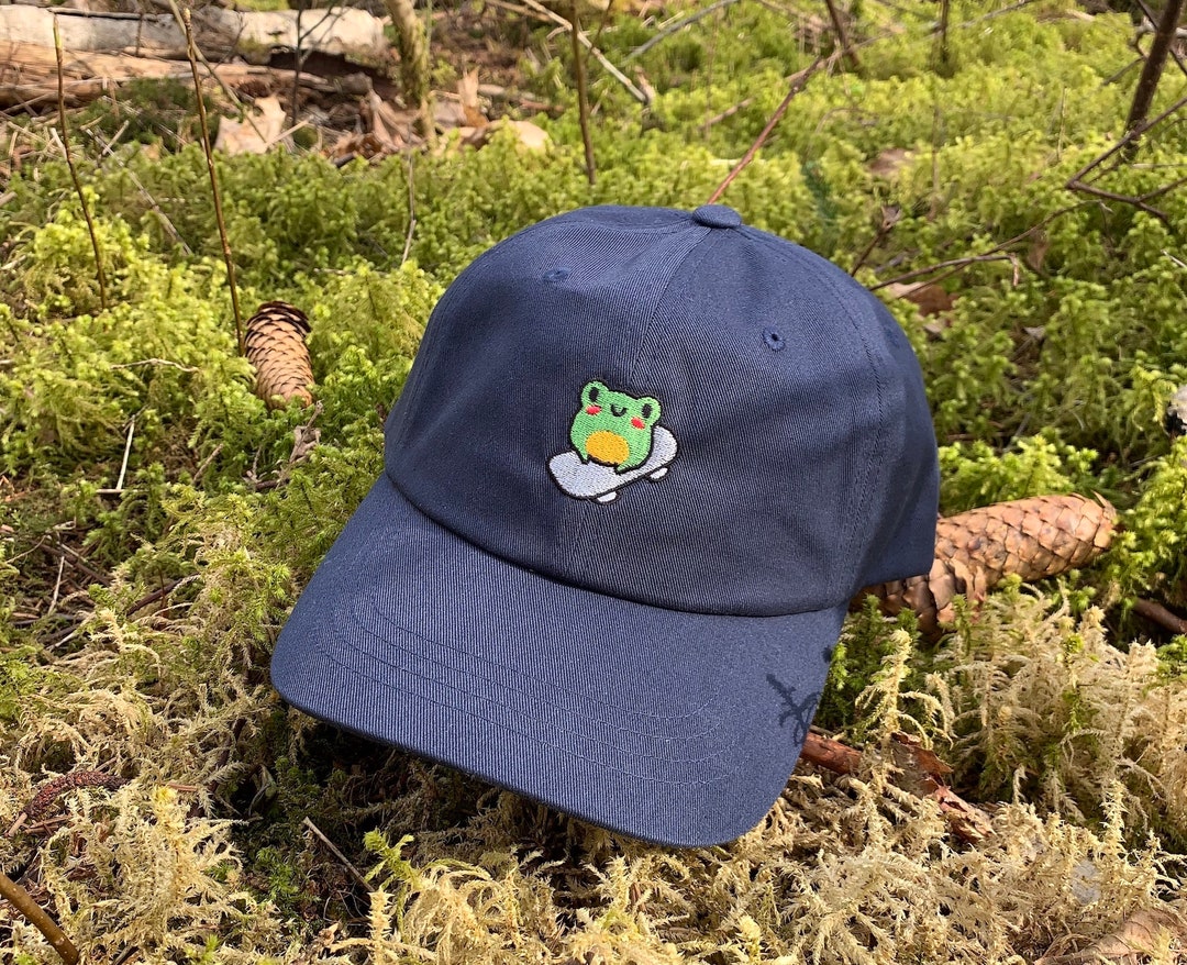 Cute Frog on Skateboard, Toad Skater Basketball Cap, Vintage Kawaii ...
