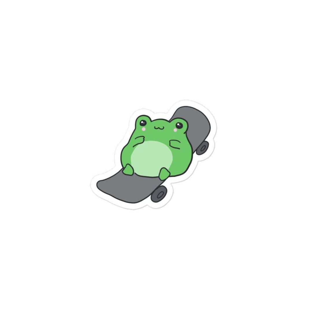Cute Frog Sitting on Skateboard - Cottagecore Kawaii Aesthetic Skater ...