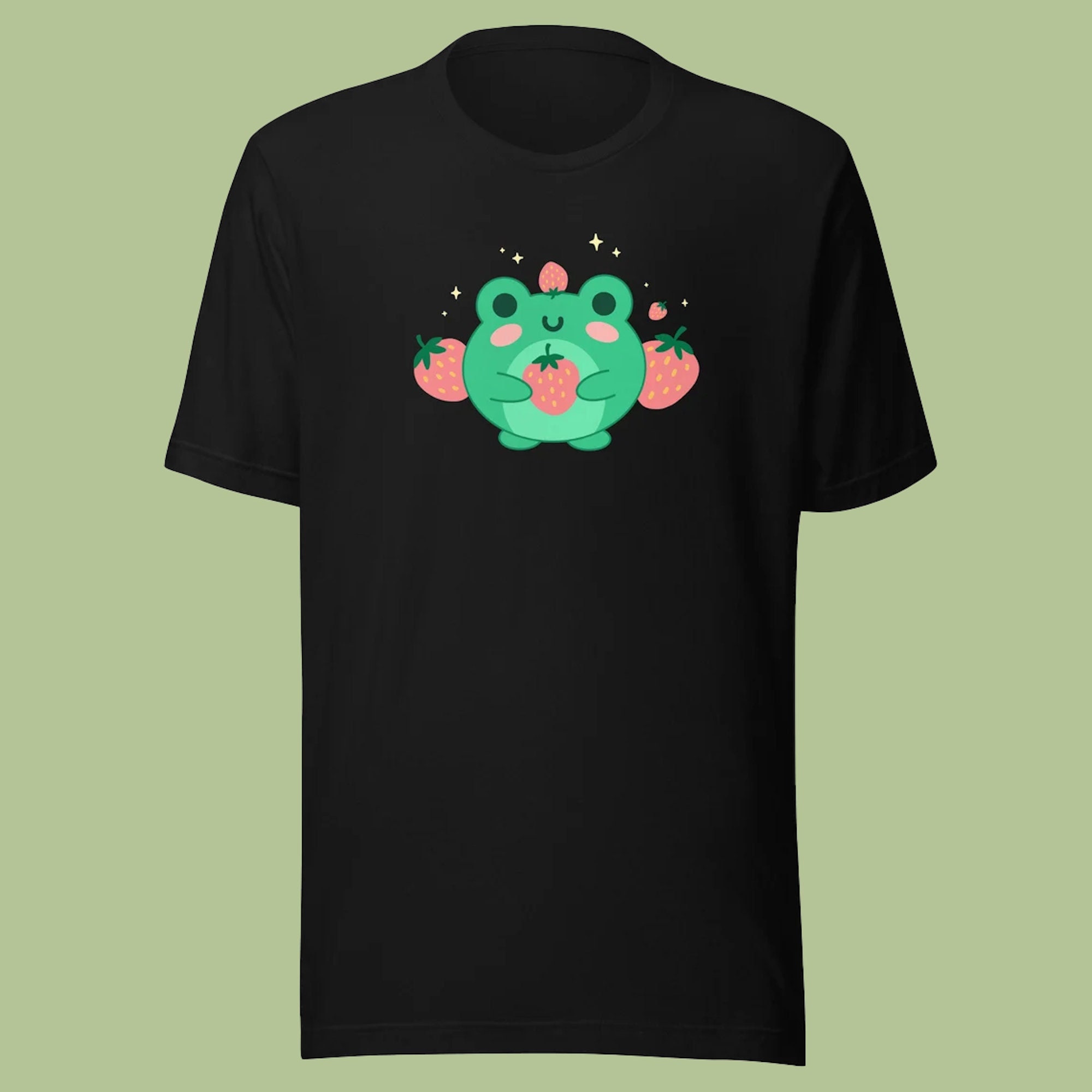 Kawaii Strawberry Frog Retro Japanese Aesthetic happy Green - Etsy