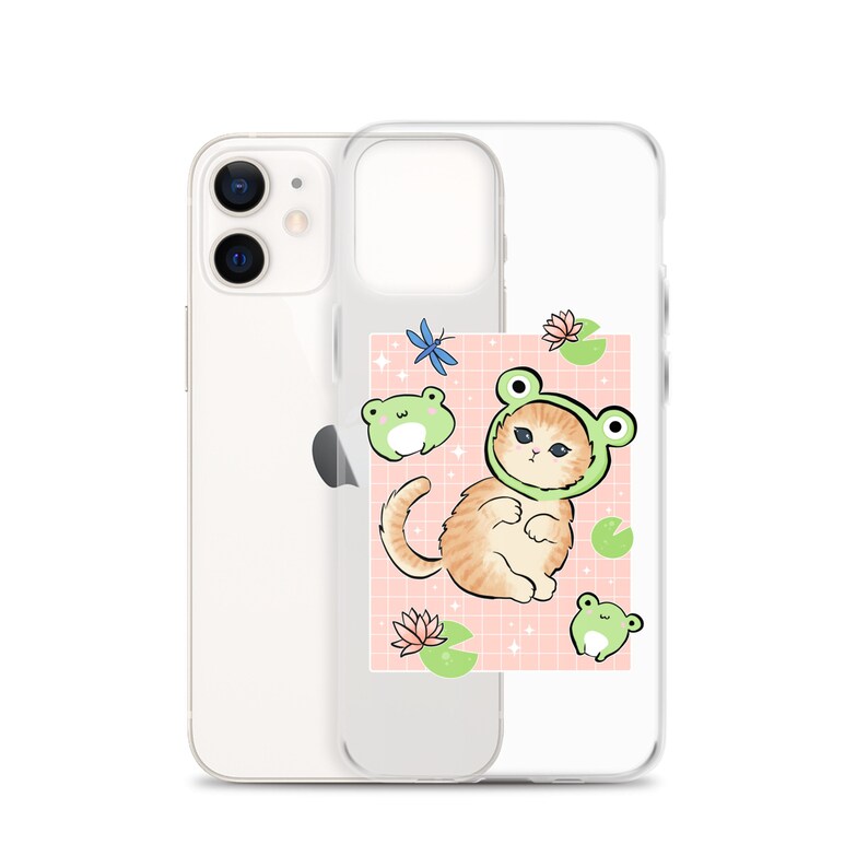 Cute Kawaii Frog Cat in the Hat iPhone Case, 90s Retro Cottagecore ...