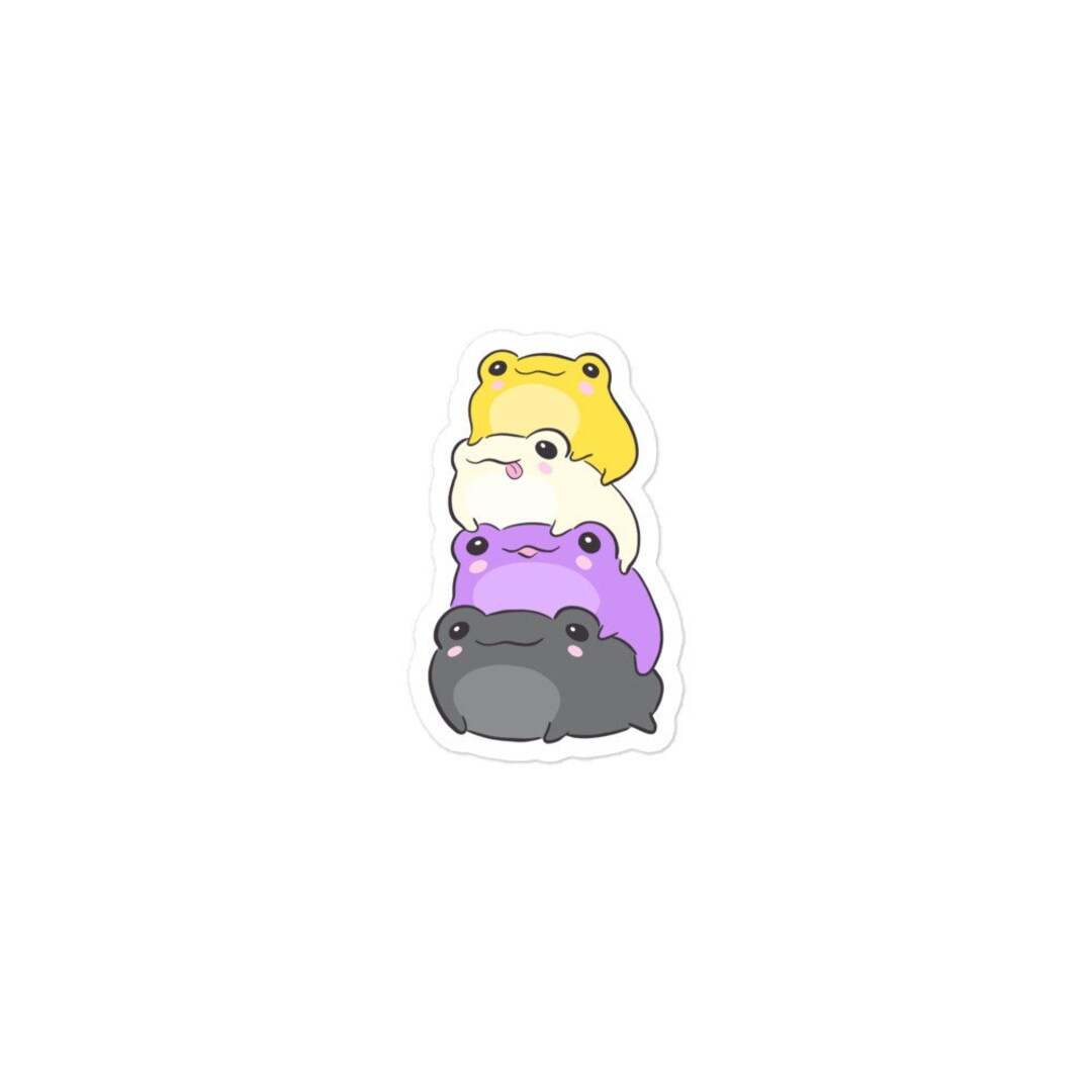 Bubble-free Stickers - Nonbinary Flag Color Frogs Subtle Enby Pride ...