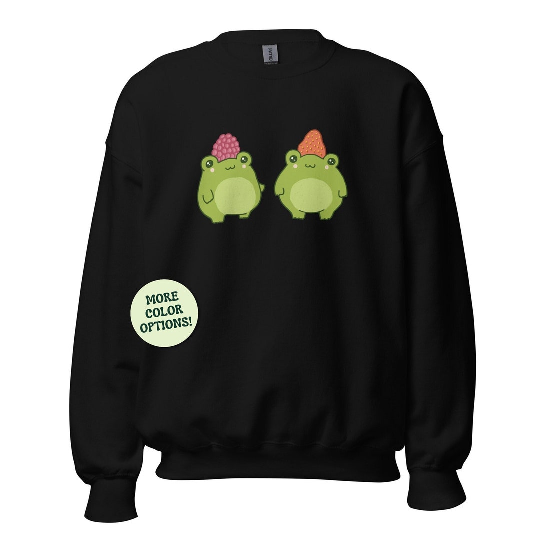 Frogs With Strawberry Raspberry Hat Unisex Sweatshirt, Kawaii ...