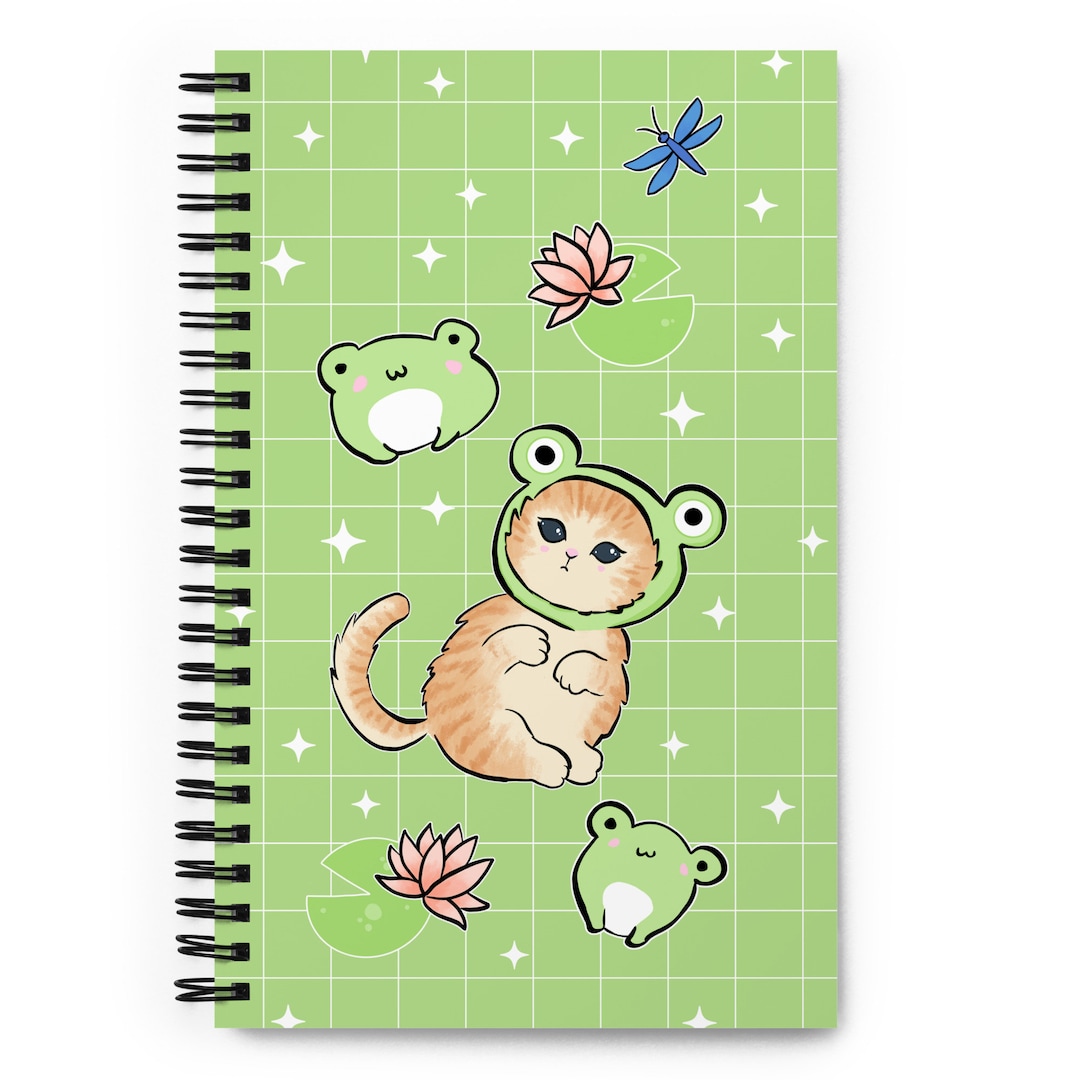 Kawaii Frog and Cat With Frog Hat Retro 90s Cottagecore Aesthetic ...