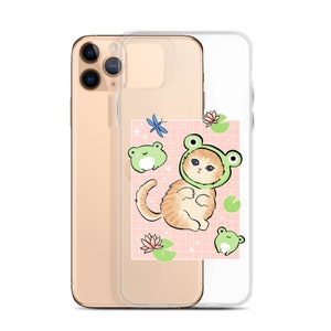 Cute Kawaii Frog Cat in the Hat iPhone Case, 90s Retro Cottagecore ...