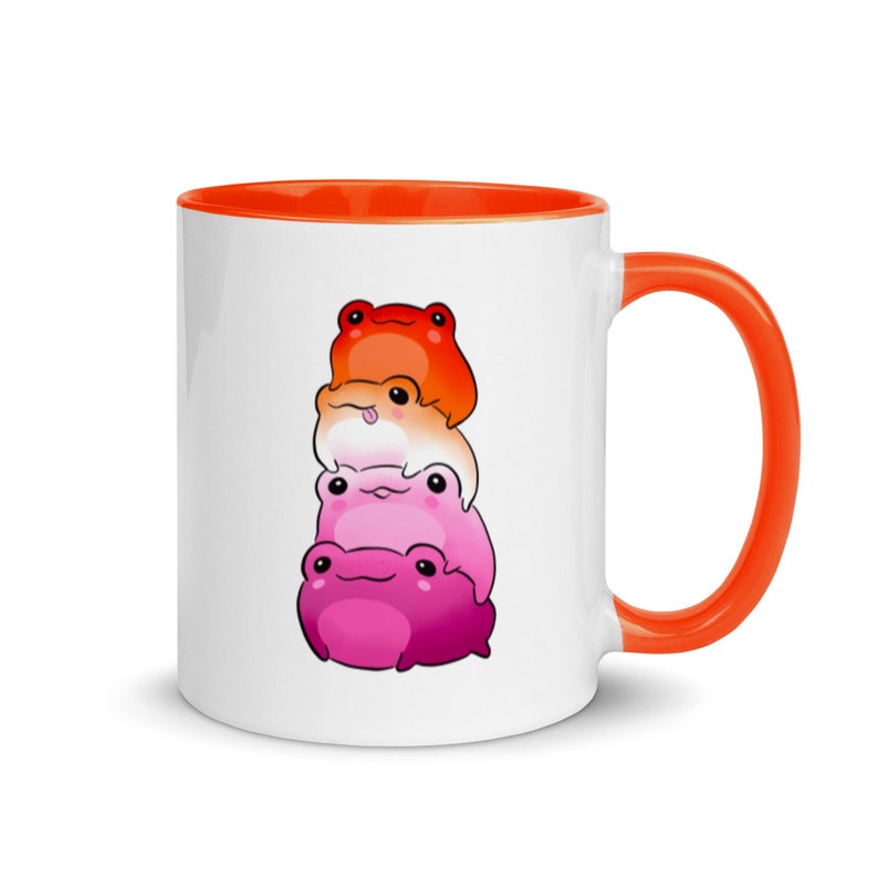 Cute Lesbian Flag Color Frog Pile Coffee Mug Subtle LGBTQ - Etsy