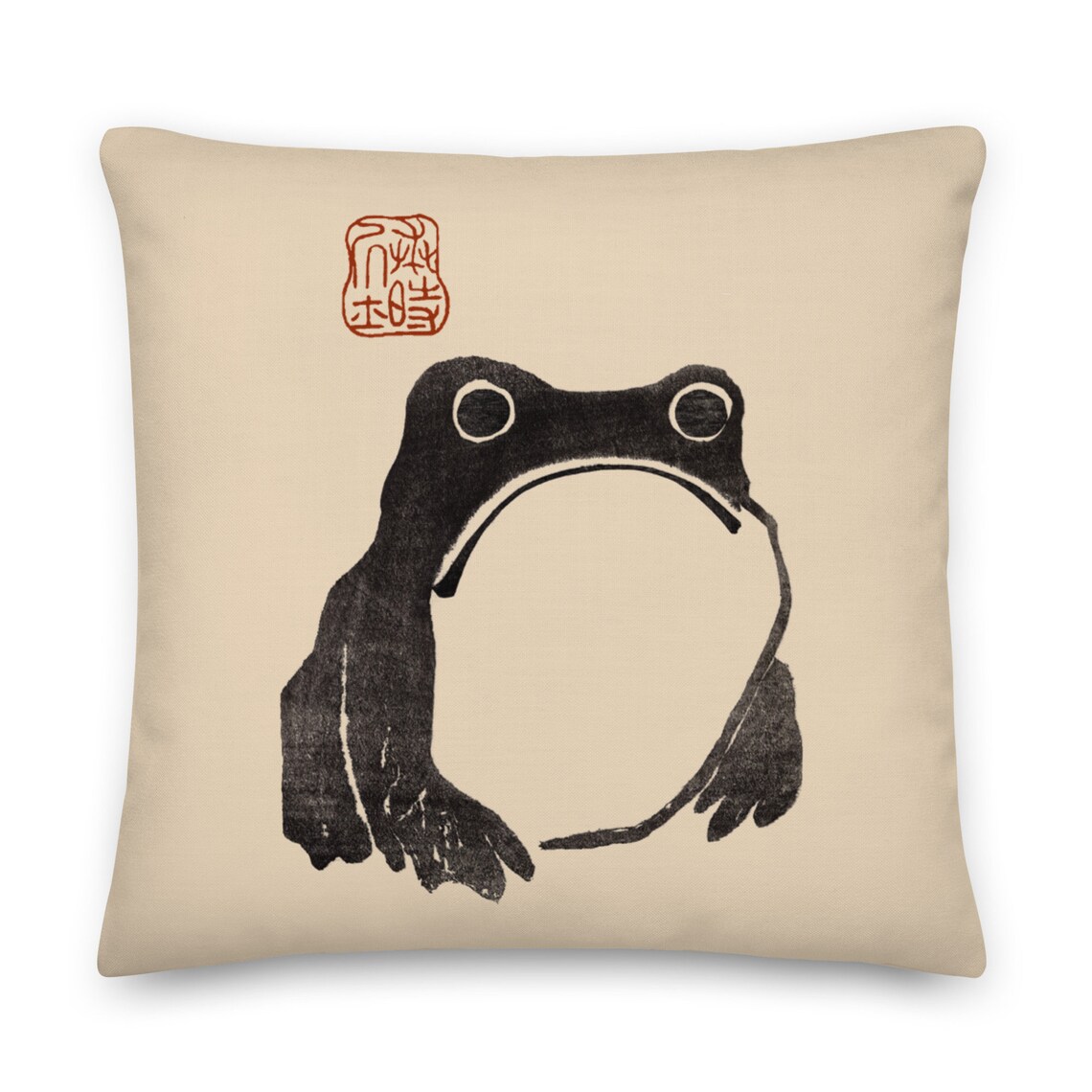 Premium Pillow - Grumpy Japanese Unimpressed Frog - Cute Sad ...