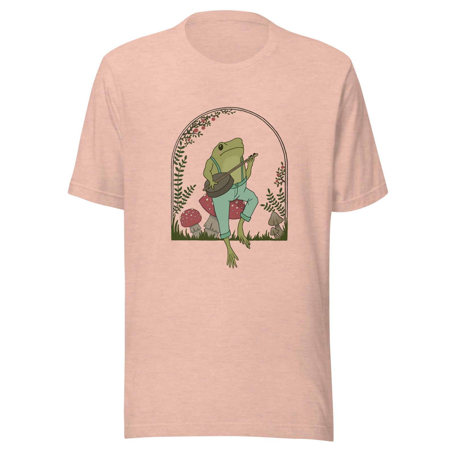 Cottagecore Aesthetic Cute Frog Playing Banjo on a Mushroom - Etsy