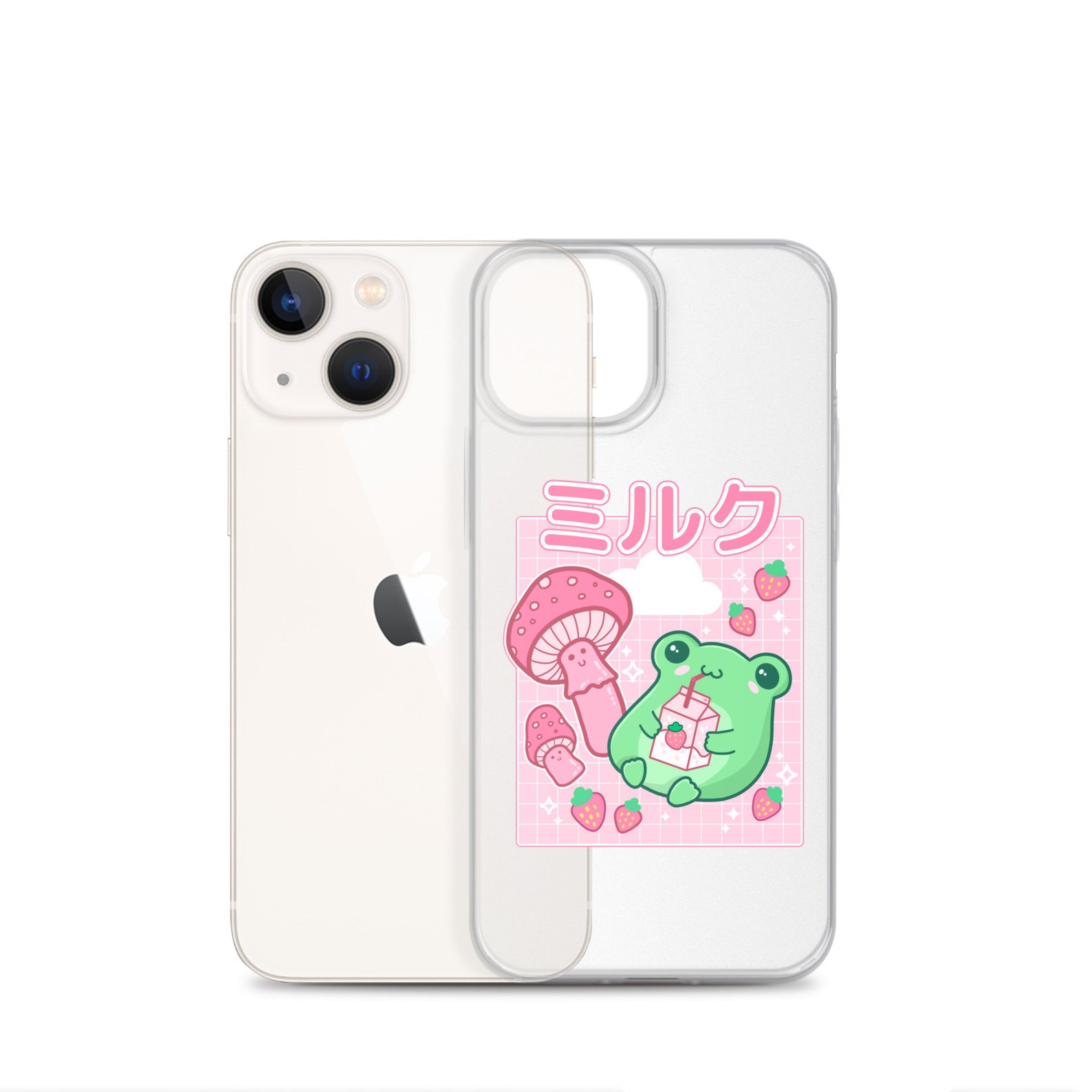 Cute Kawaii Strawberry Frog iPhone Case, Retro 90s Hjuku Aesthetic ...