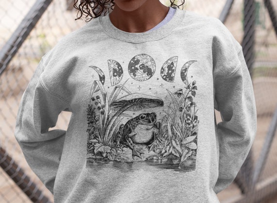 Cottagecore Frog and Mushroom Toad Sitting Under Fungi | Etsy