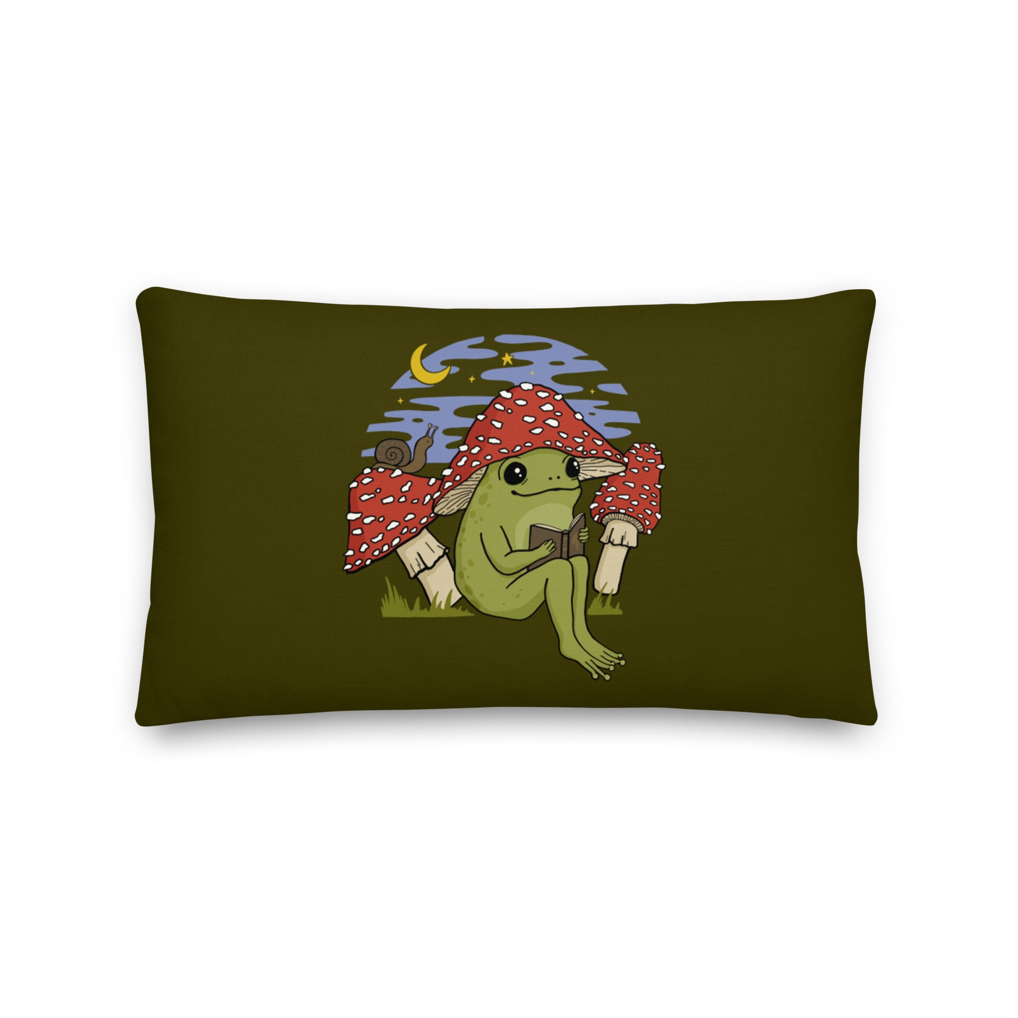 Cute Frog Mushroom Hat Reading Book Goblincore Toad With Etsy Uk