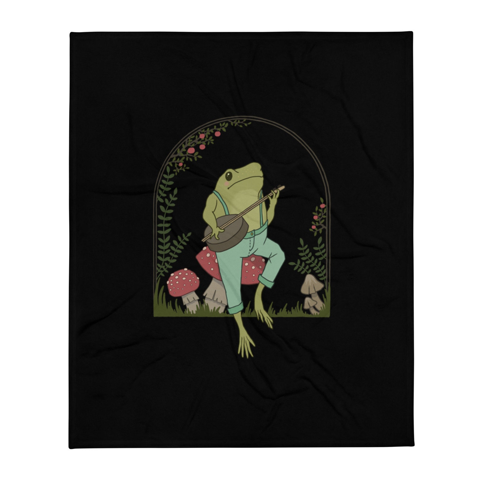 Cottagecore Aesthetic Cute Frog Playing Banjo Guitar on | Etsy