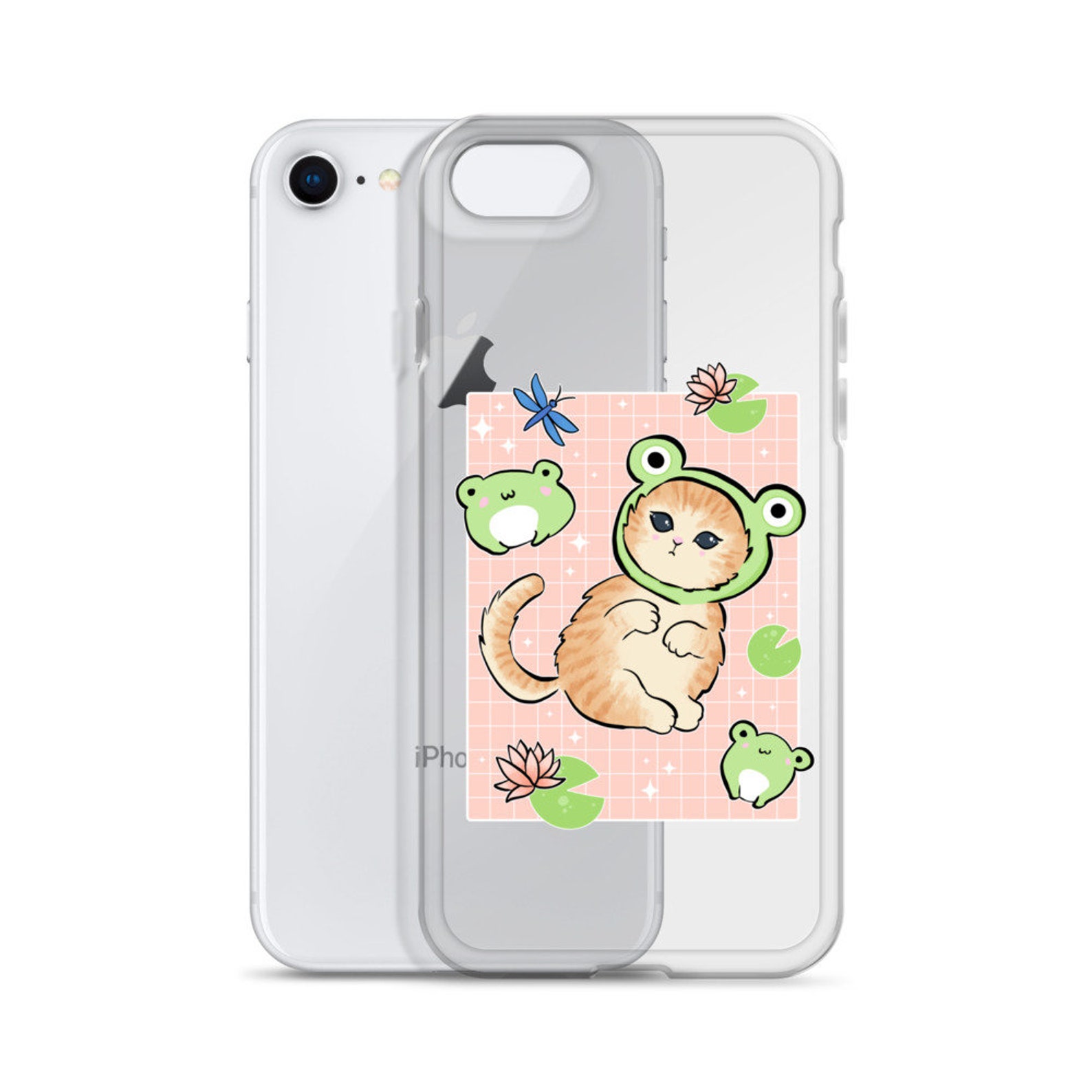 Cute Kawaii Frog Cat in the Hat iPhone Case, 90s Retro Cottagecore ...