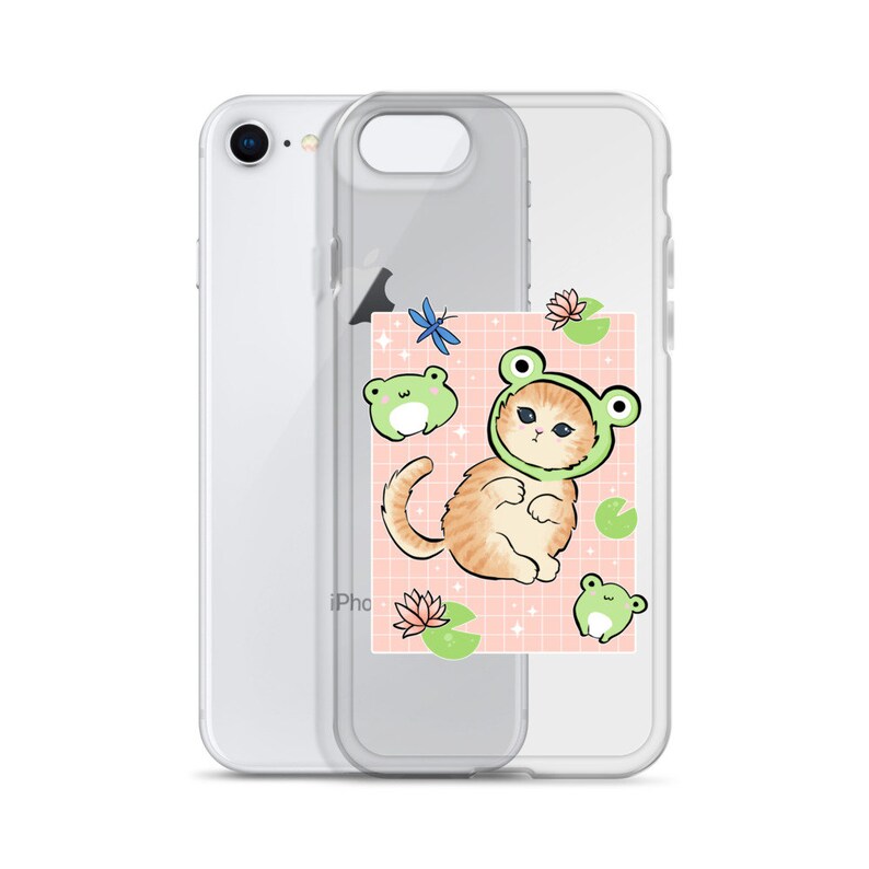Cute Kawaii Frog Cat in the Hat iPhone Case, 90s Retro Cottagecore ...
