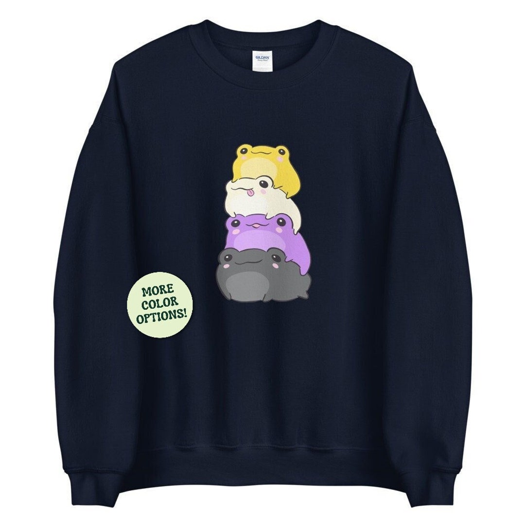 Cute Nonbinary Flag Color Frogs Sweatshirt, Subtle Enby Pride Aesthetic ...
