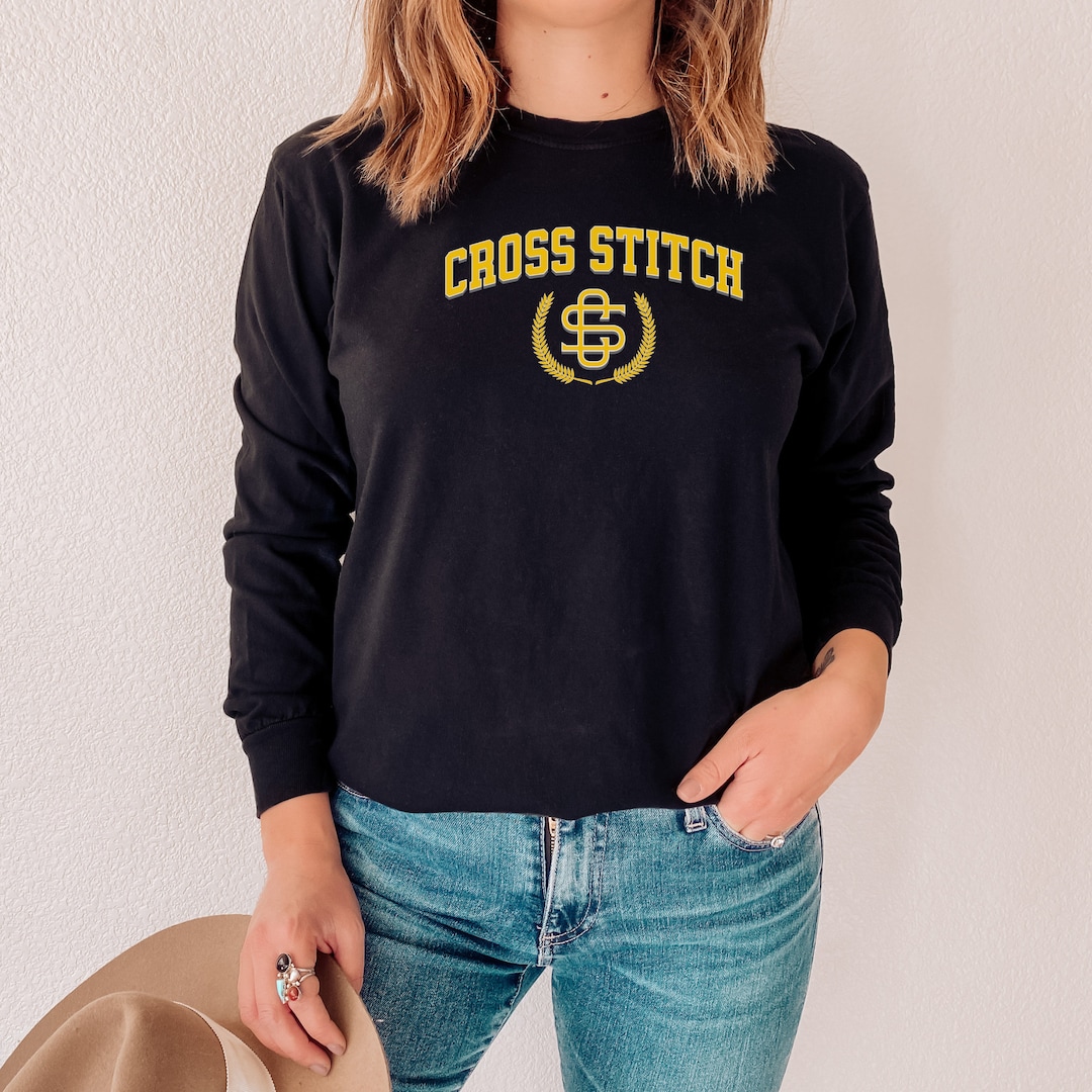 Stitchfolk Cross Stitch Shirt Unisex Garment-dyed Long Sleeve T-shirt ...