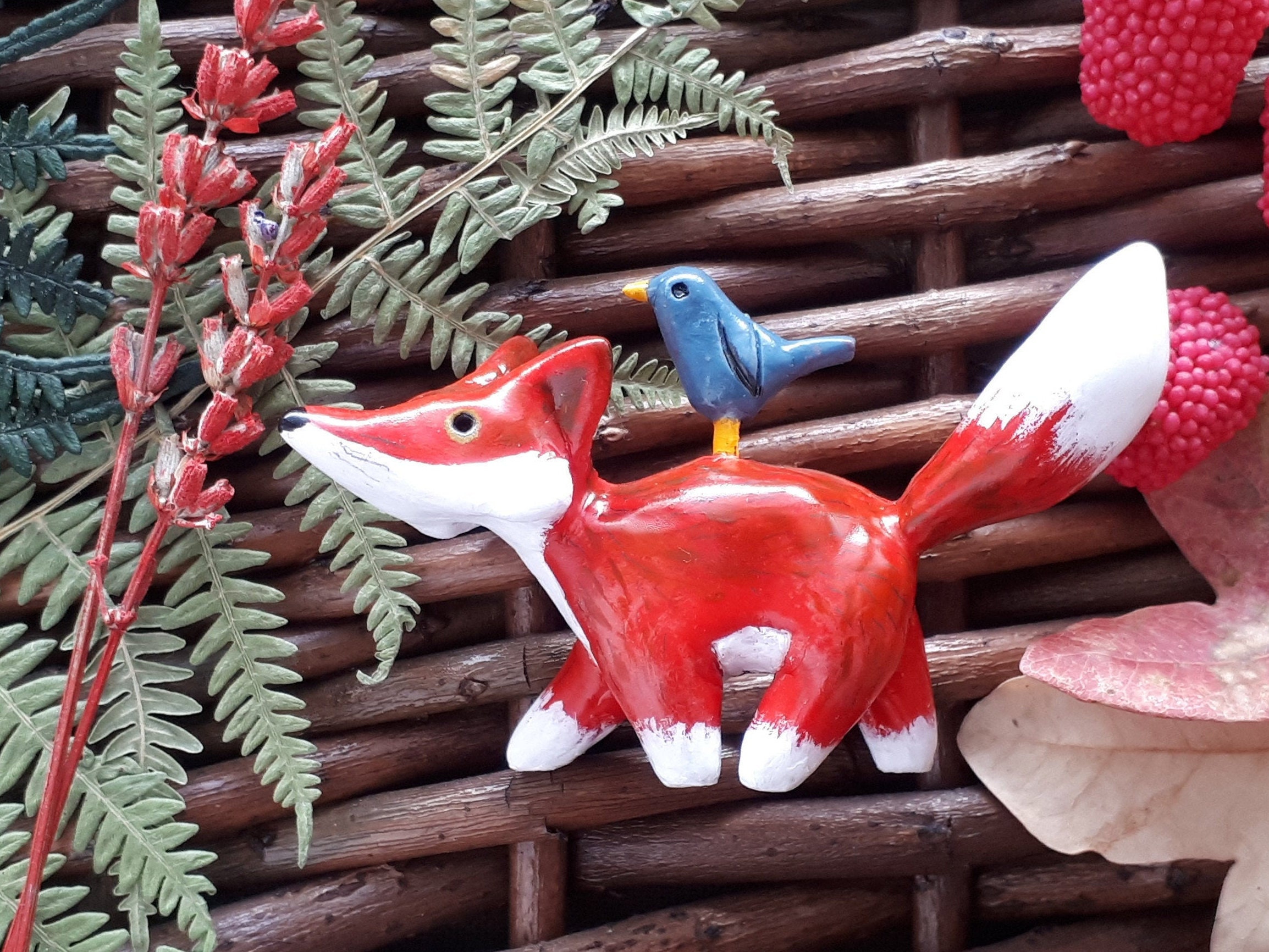 Cute Fox Figurine Cottagecore Decor Woodland Animal Clay | Etsy