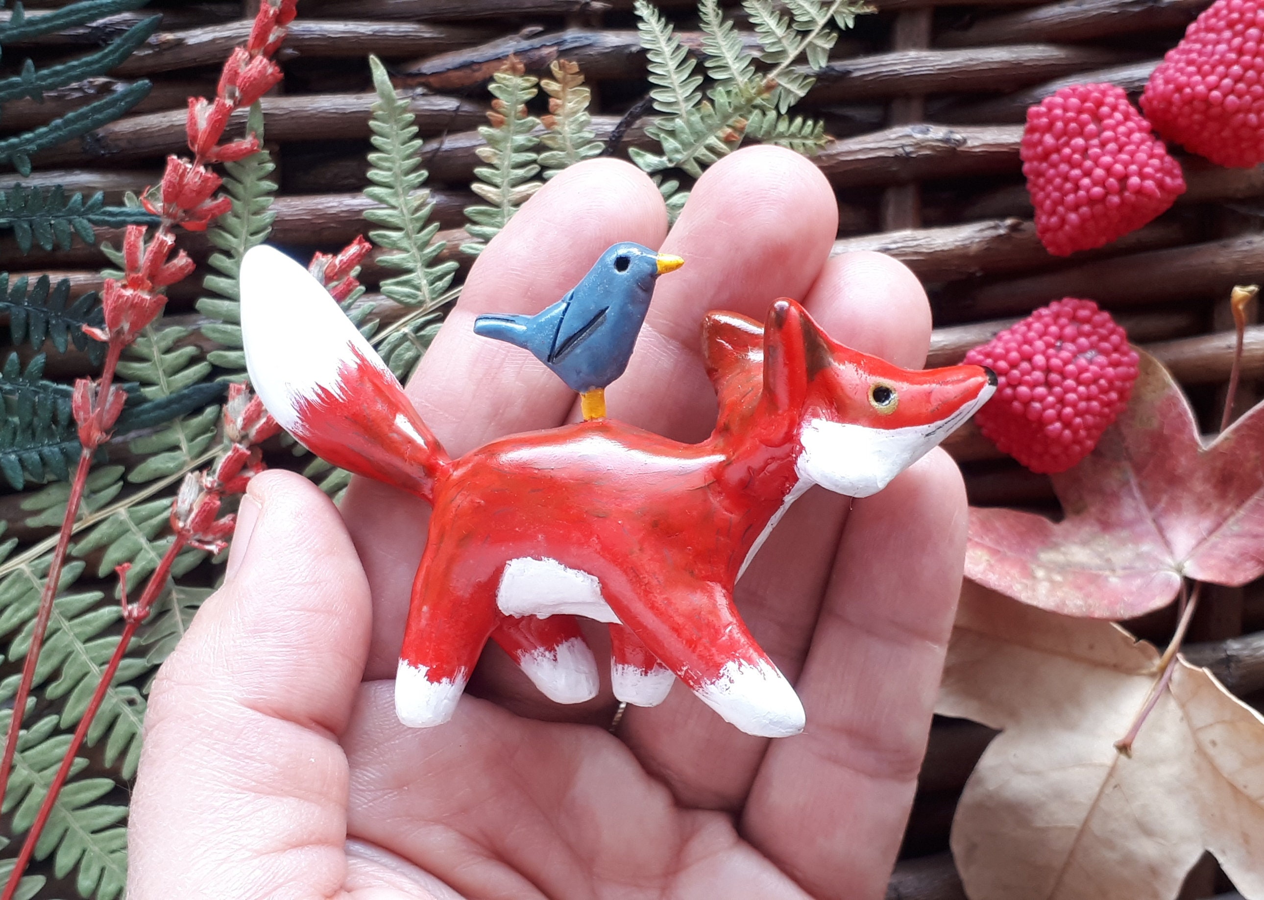 Cute Fox Figurine Cottagecore Decor Woodland Animal Clay | Etsy