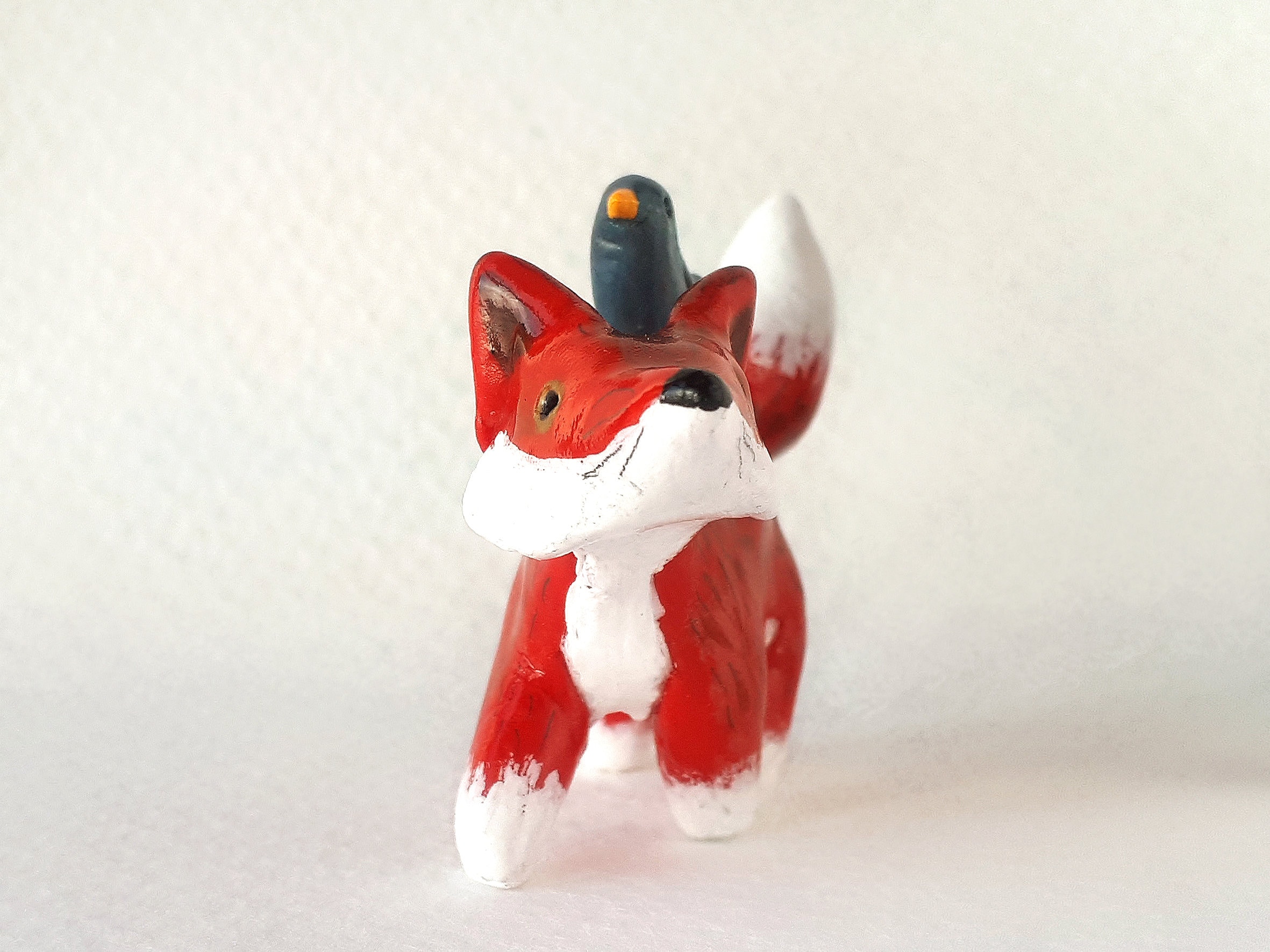 Cute Fox Figurine Cottagecore Decor, Woodland Animal Clay Figure Fox ...