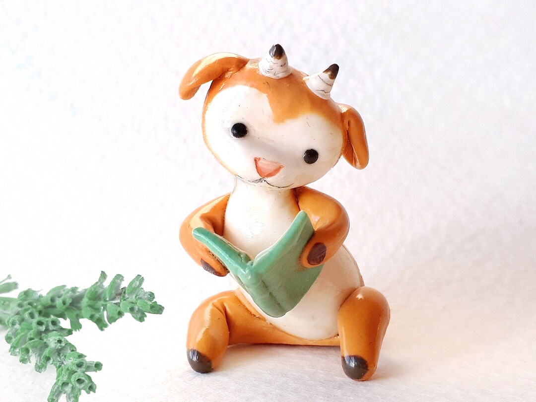 Handmade Clay Goat Figurine: Cottagecore Book Nook Decor - Etsy
