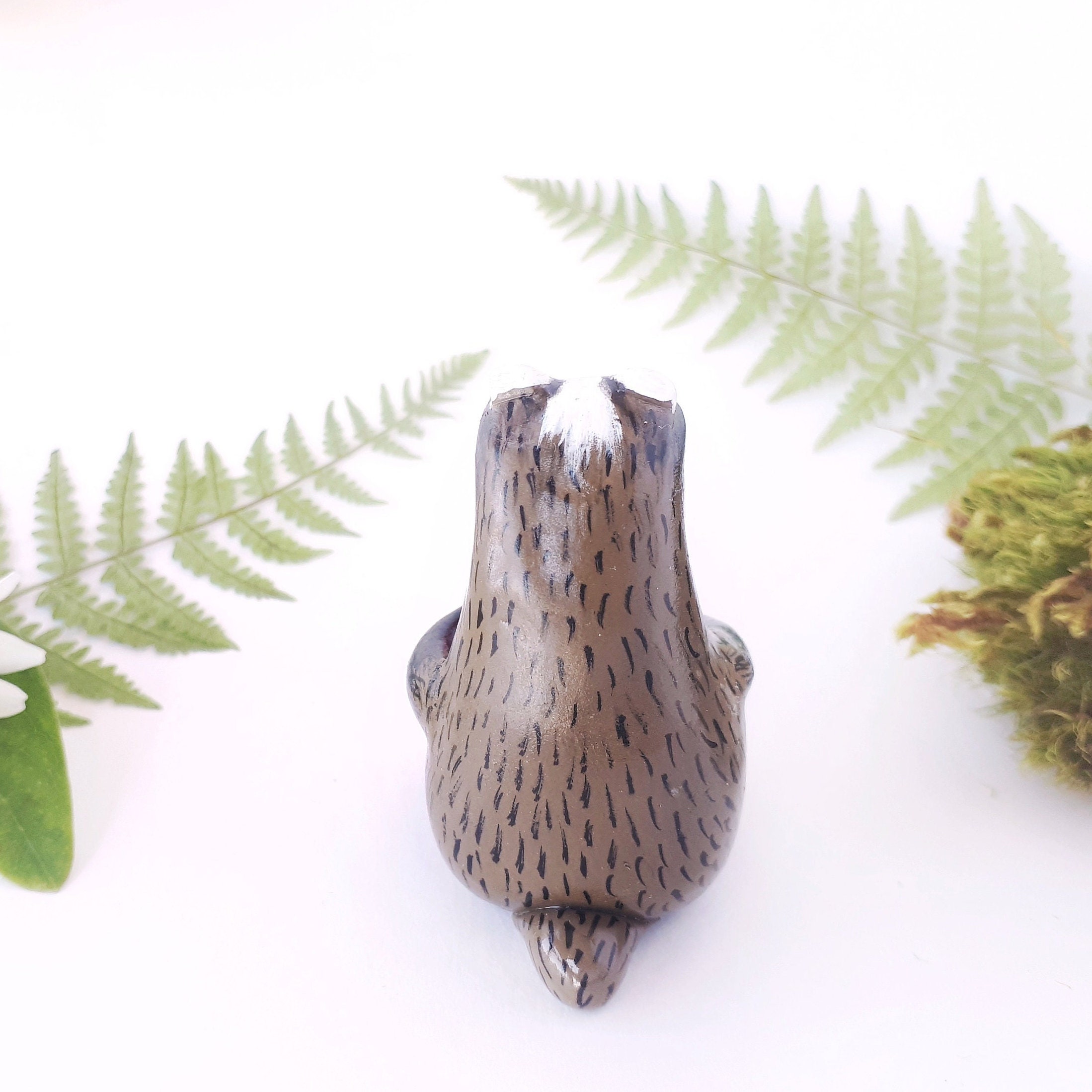Cottagecore Decor Badger Figurine, Fairycore Badger Reading Figure ...