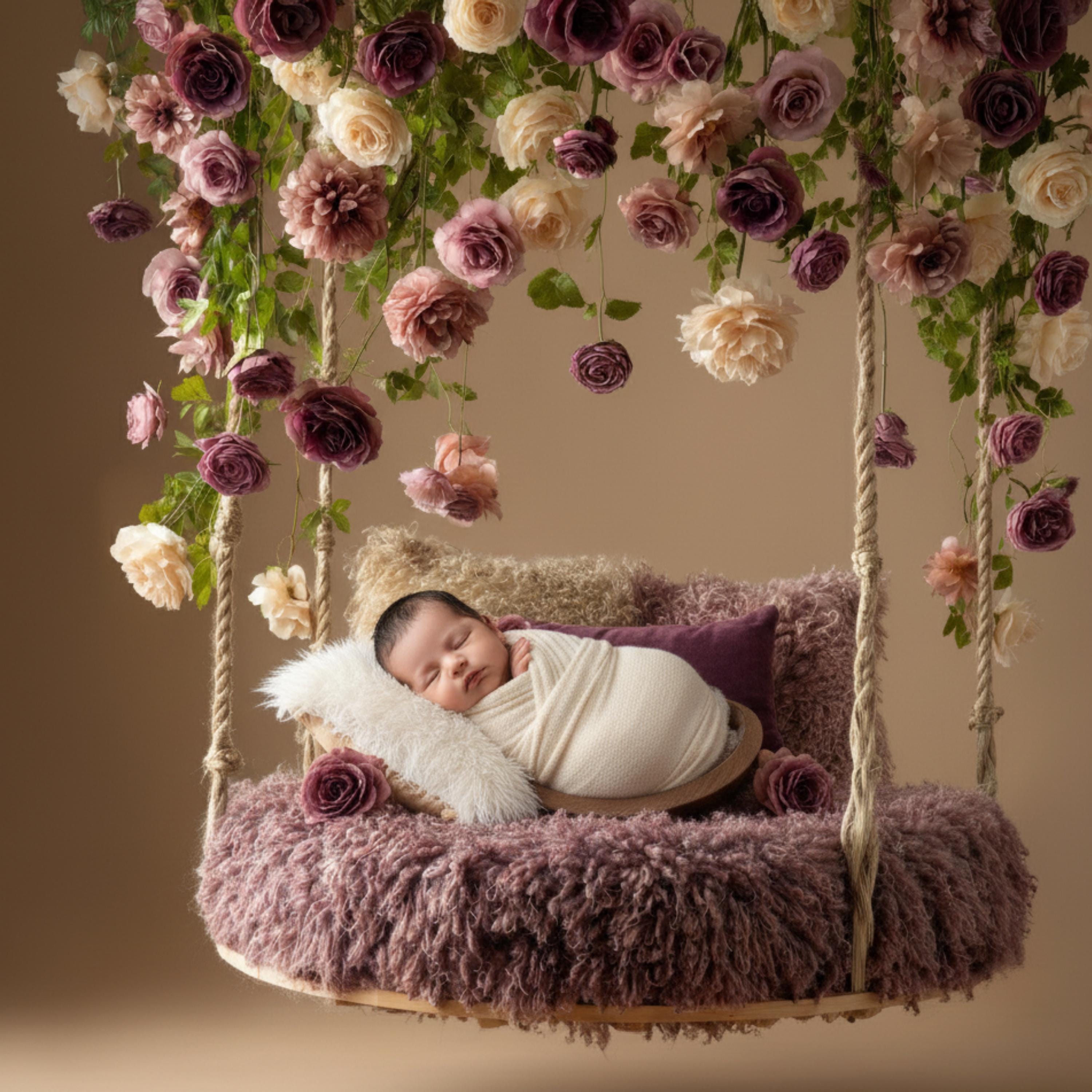 Neutral Newborn Digital Background: Flower Pram Photography Overlay ...