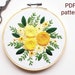 Yellow Rose Embroidery Pattern, Flower Embroidery Pattern, Beginner ...