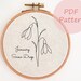 January Birth Month Embroidery Pattern, Snow Drop Flower Hand ...