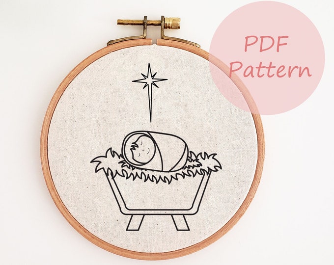 Baby Jesus Embroidery Pattern, Christmas Jesus Embroidery PDF Pattern ...