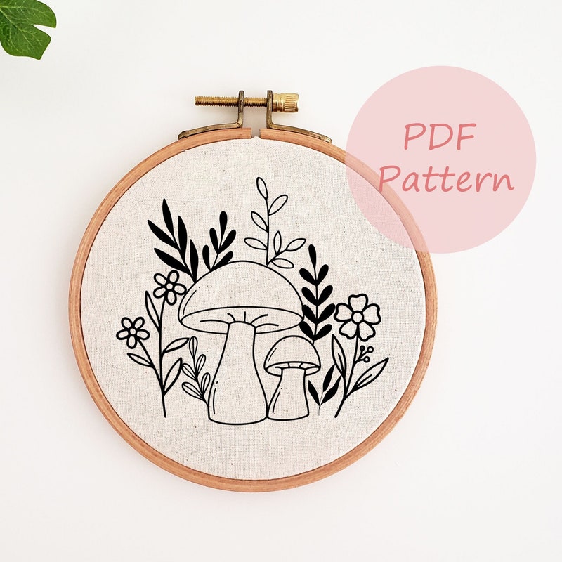 Mushroom Embroidery Pattern - Etsy