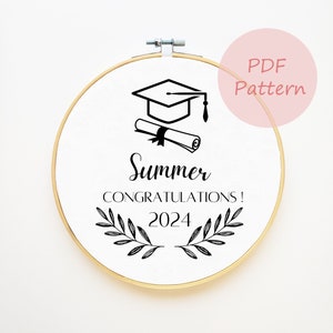 Personalized Graduation Embroidery Pattern, Graduation Year Embroidery ...