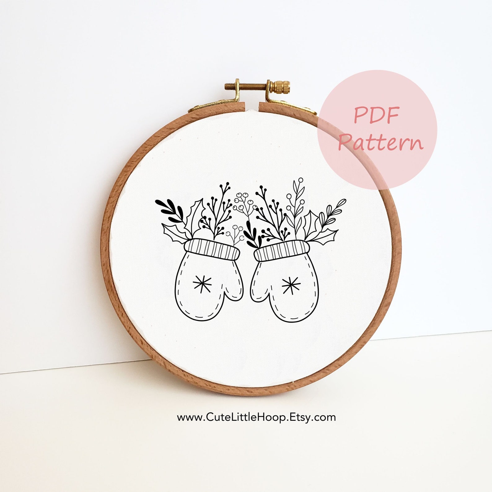 Floral Winter Mittens Embroidery Pattern, Christmas Mitten Hand ...