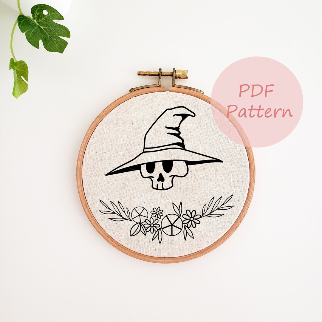 Skull and Flowers Embroidery Pattern, Skeleton Embroidery Pattern ...