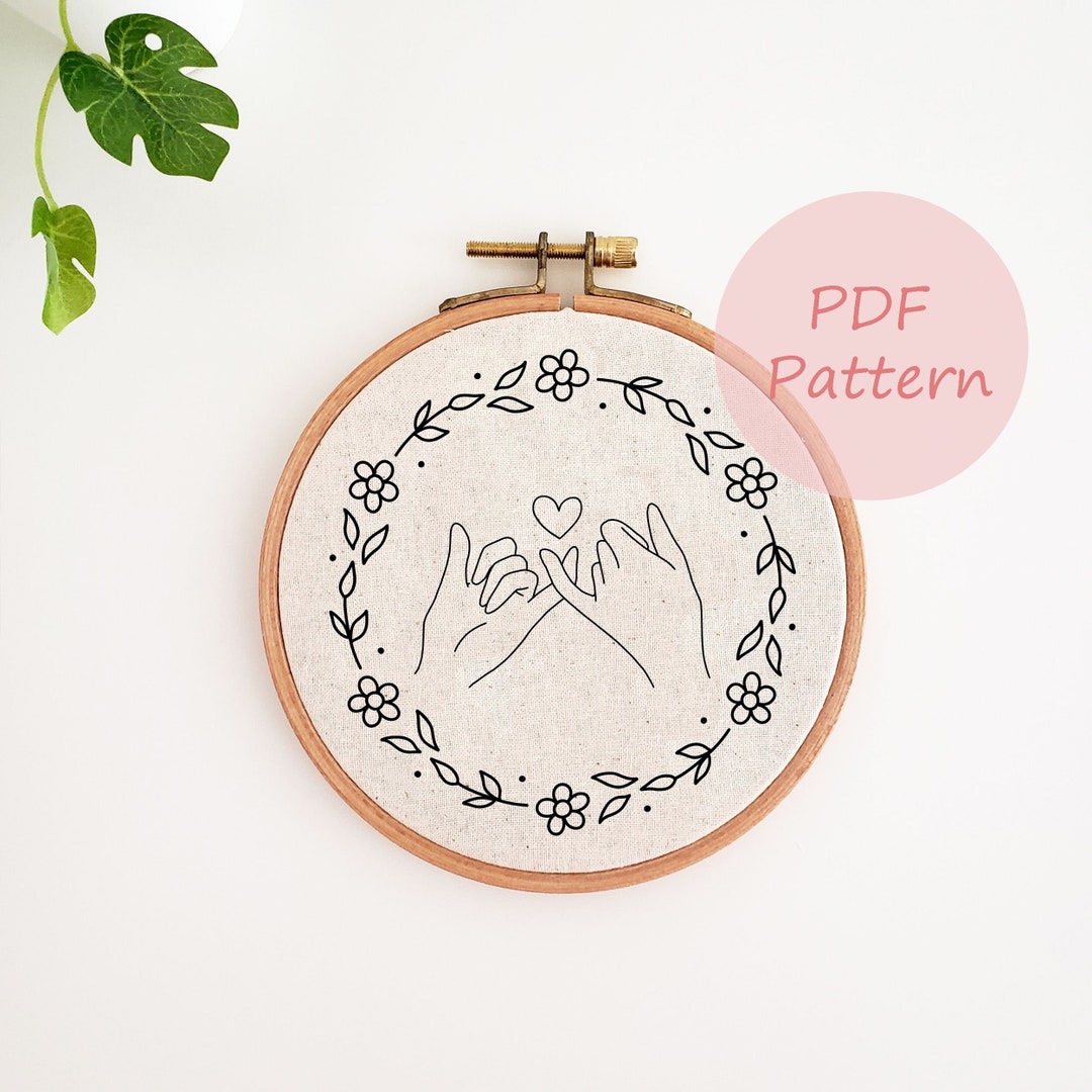 Hand With Heart Embroidery Pattern, Valentine Hand Embroidery Design ...