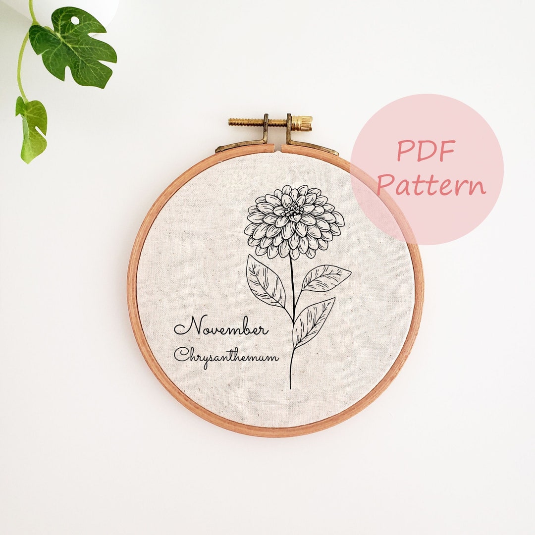 November Birth Month Embroidery Pattern, Hand Embroidery Design, Birth ...