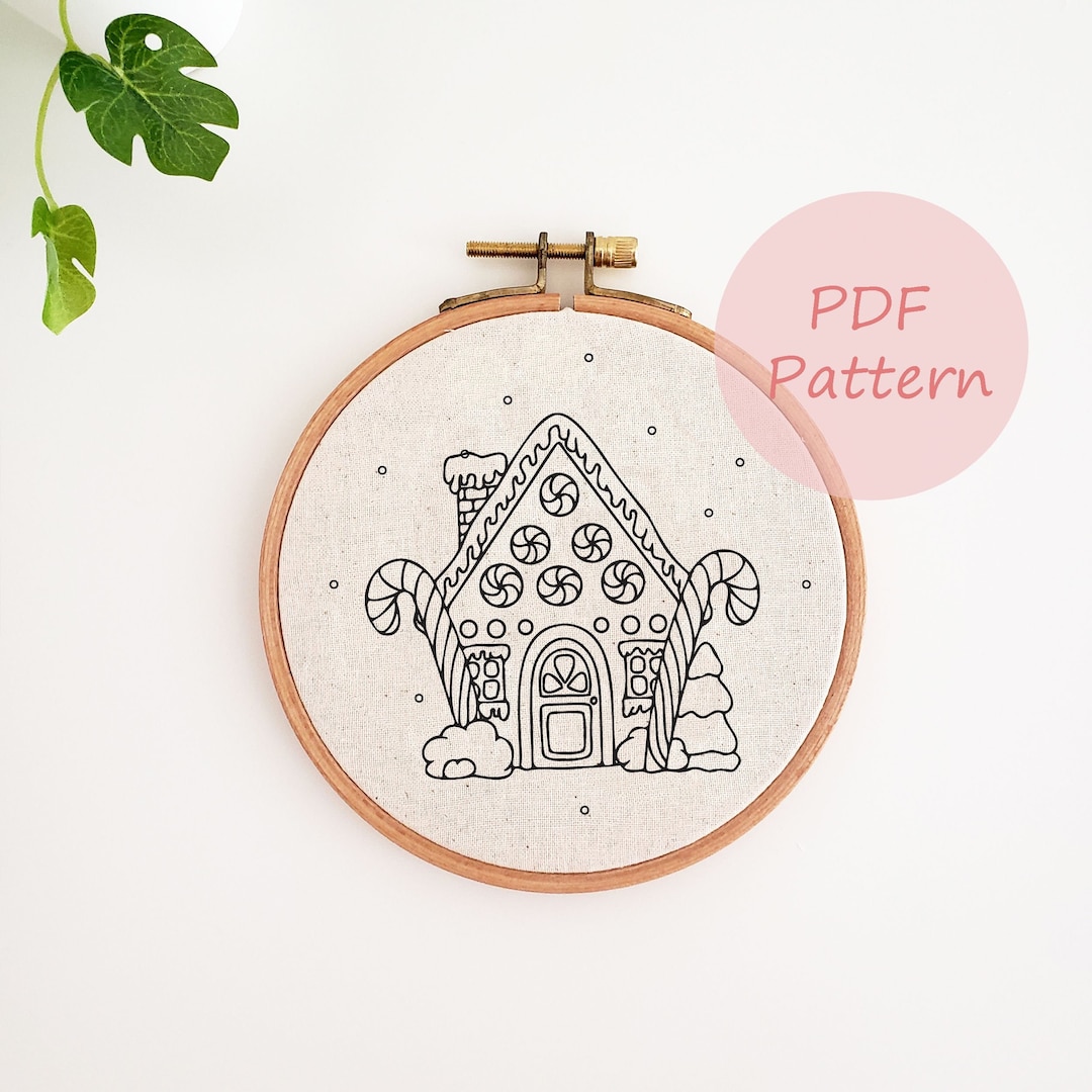 Gingerbread House Embroidery Pattern, Gingerbread House Ornament ...