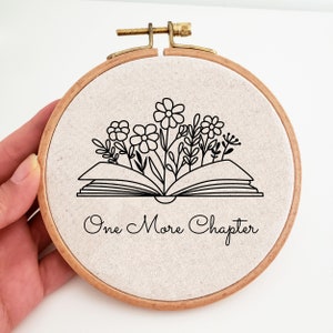 Book Hand Embroidery Design, One More Chapter Embroidery Pattern ...