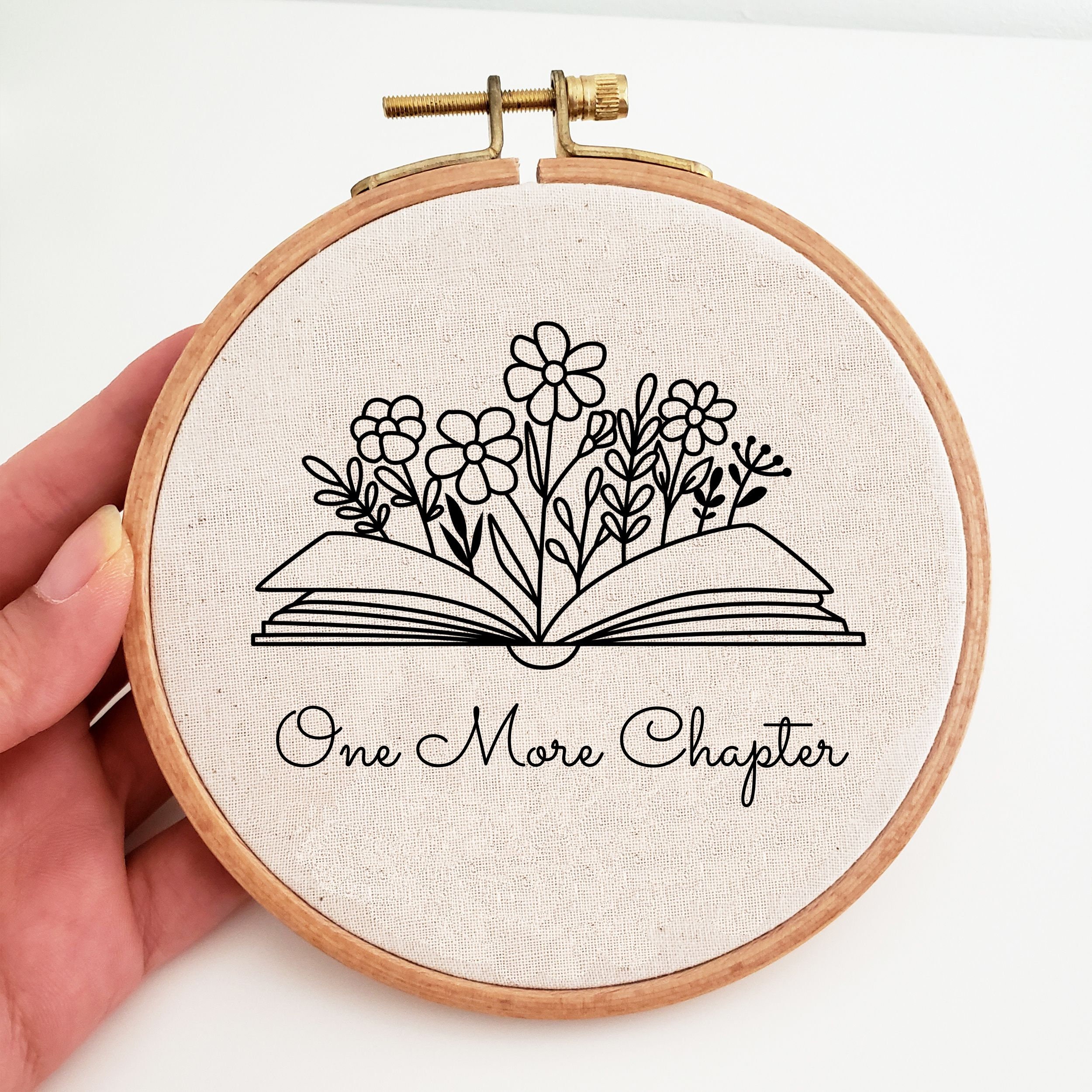 Book Hand Embroidery Design, One More Chapter Embroidery Pattern ...