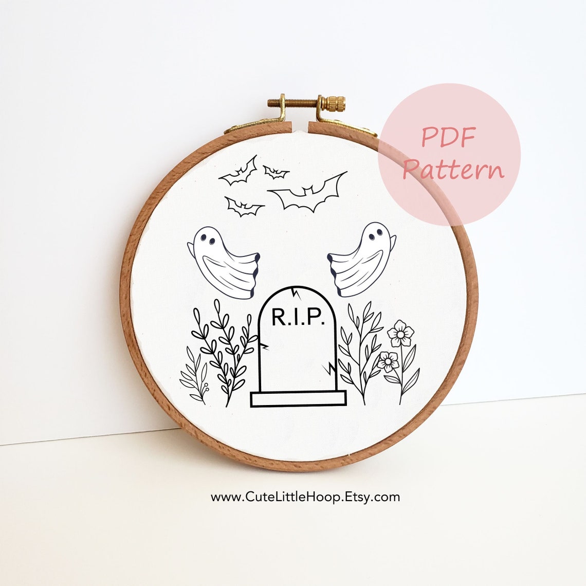 RIP Ghost Spider Embroidery Pattern, Halloween Ghost Printable PDF ...
