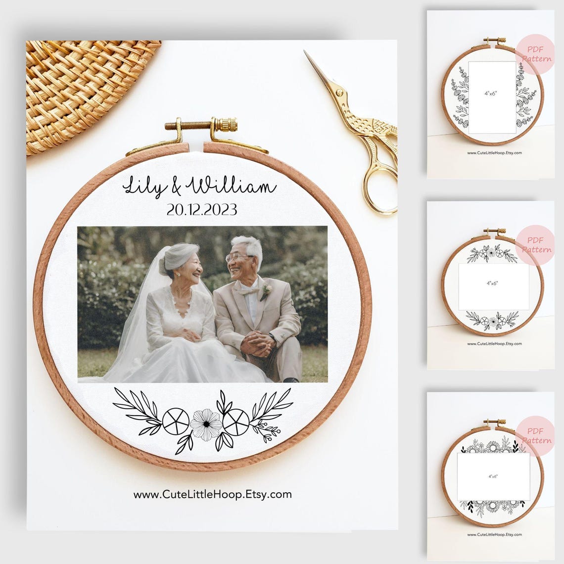 Photo Frame Embroidery Pattern Bundle for Polaroid Picture, Mini Size ...