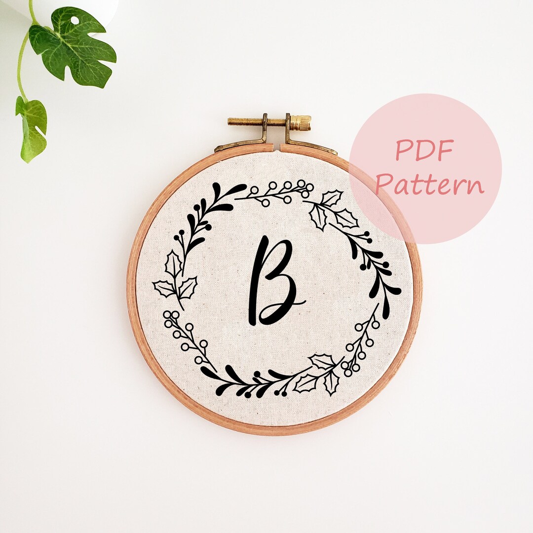 Letter Christmas Ornament Embroidery Pattern, Initial Hand Embroidery ...