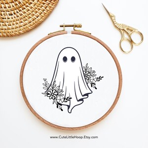 Flower Ghost Embroidery Pattern, Halloween Printable PDF Pattern, Fall ...