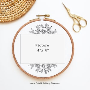 Floral Photo Frame Embroidery Pattern: Beginner Needlepoint (digital ...
