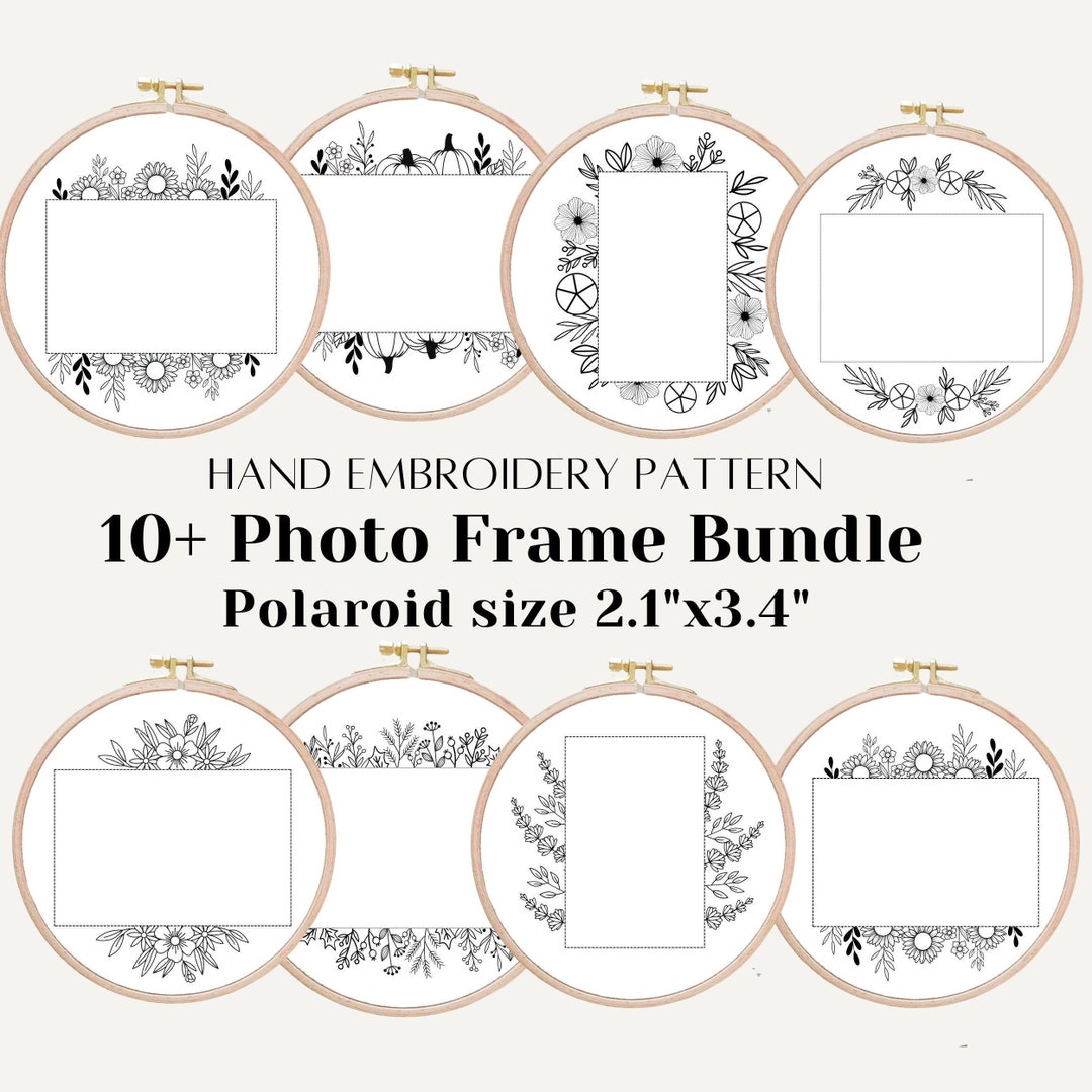 Photo Frame Embroidery Pattern Bundle for Polaroid Picture, Mini Size ...