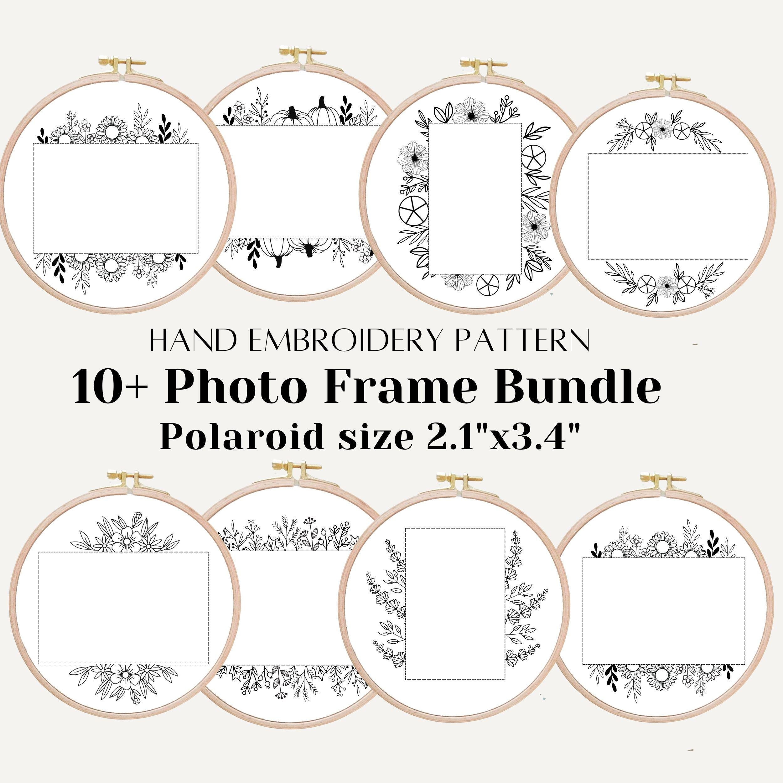 Photo Frame Embroidery Pattern Bundle for Polaroid Picture, Mini Size ...