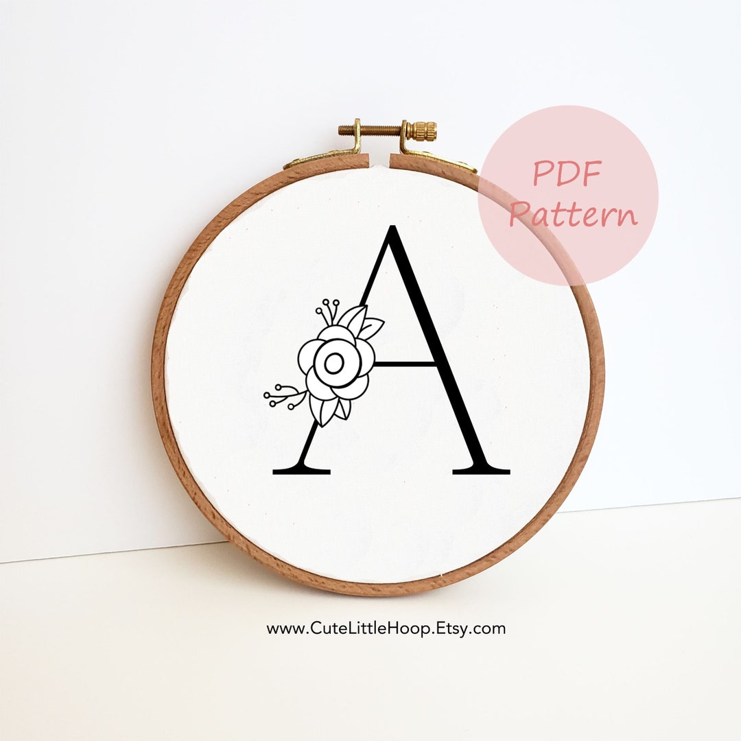 Alphabet With Flower Embroidery Pattern, Monogram Hand Embroidery ...