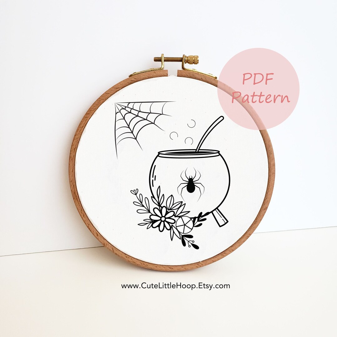 Spider Poison Pot Embroidery Pattern, Halloween Printable PDF Pattern ...
